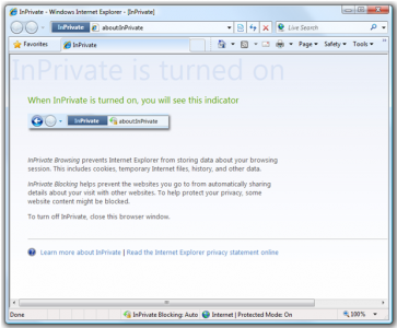 inPrivate herramientas de privacidad en Internet Explorer 8 – Denken Über